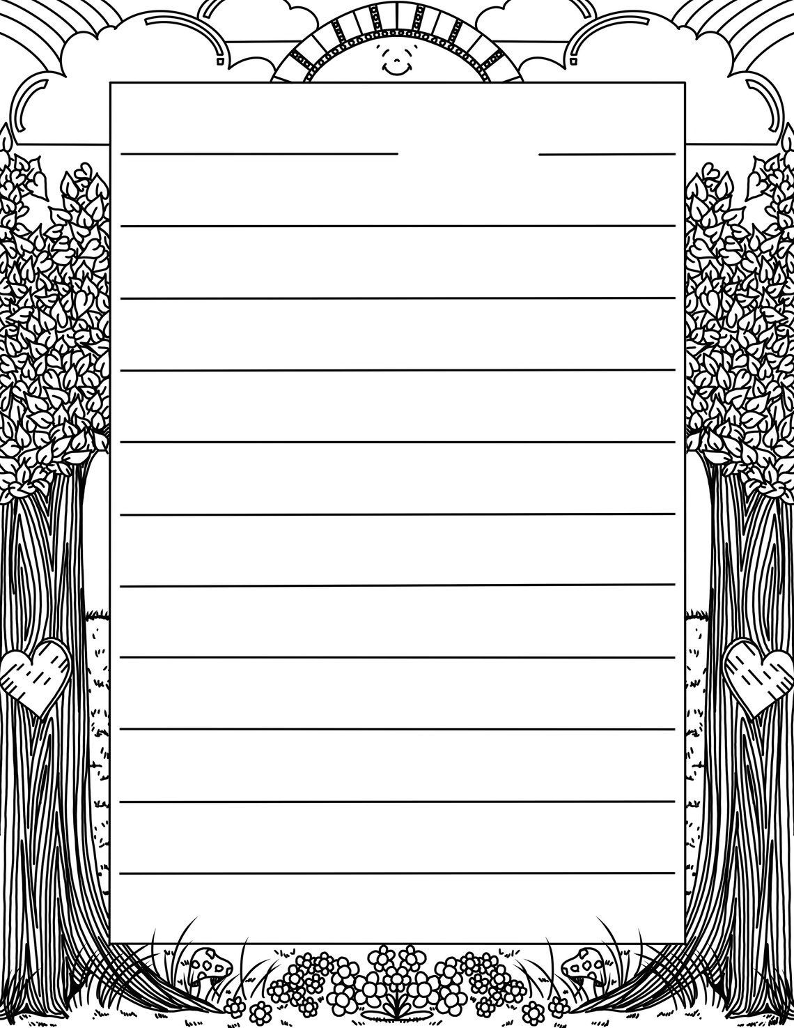 Instant Download, Printable Coloring Page, Printable Stationary, Letter ...