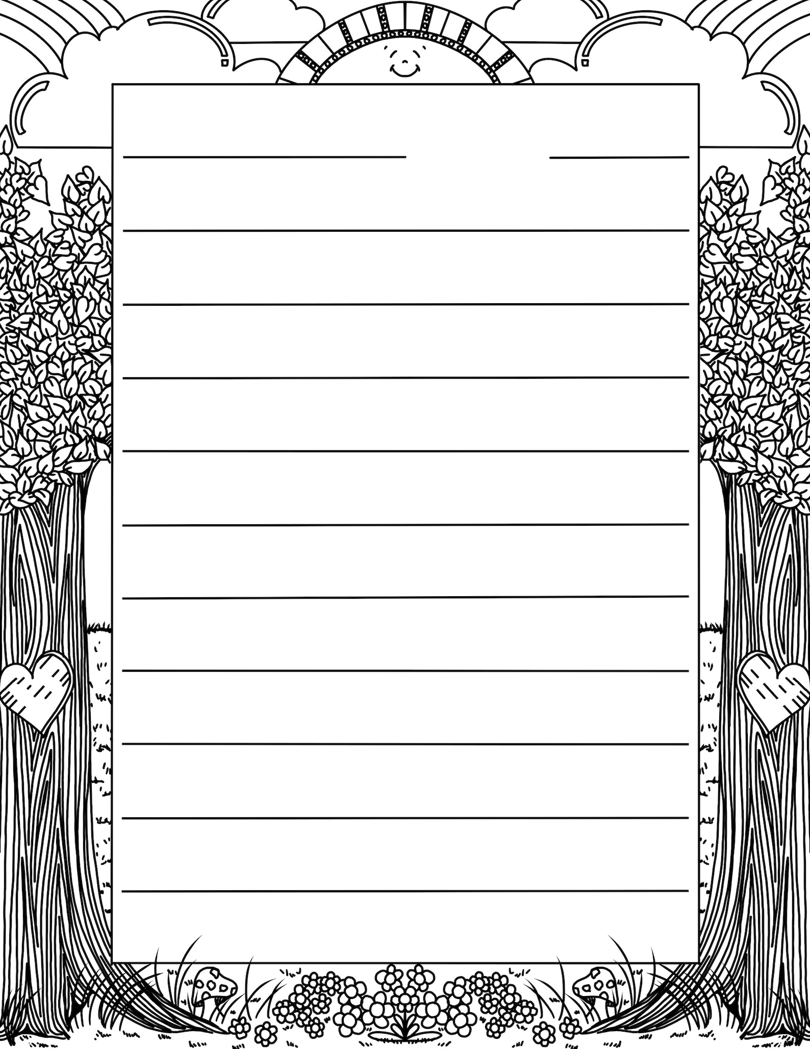 Instant Download, Printable Coloring Page, Printable Stationary, Letter ...
