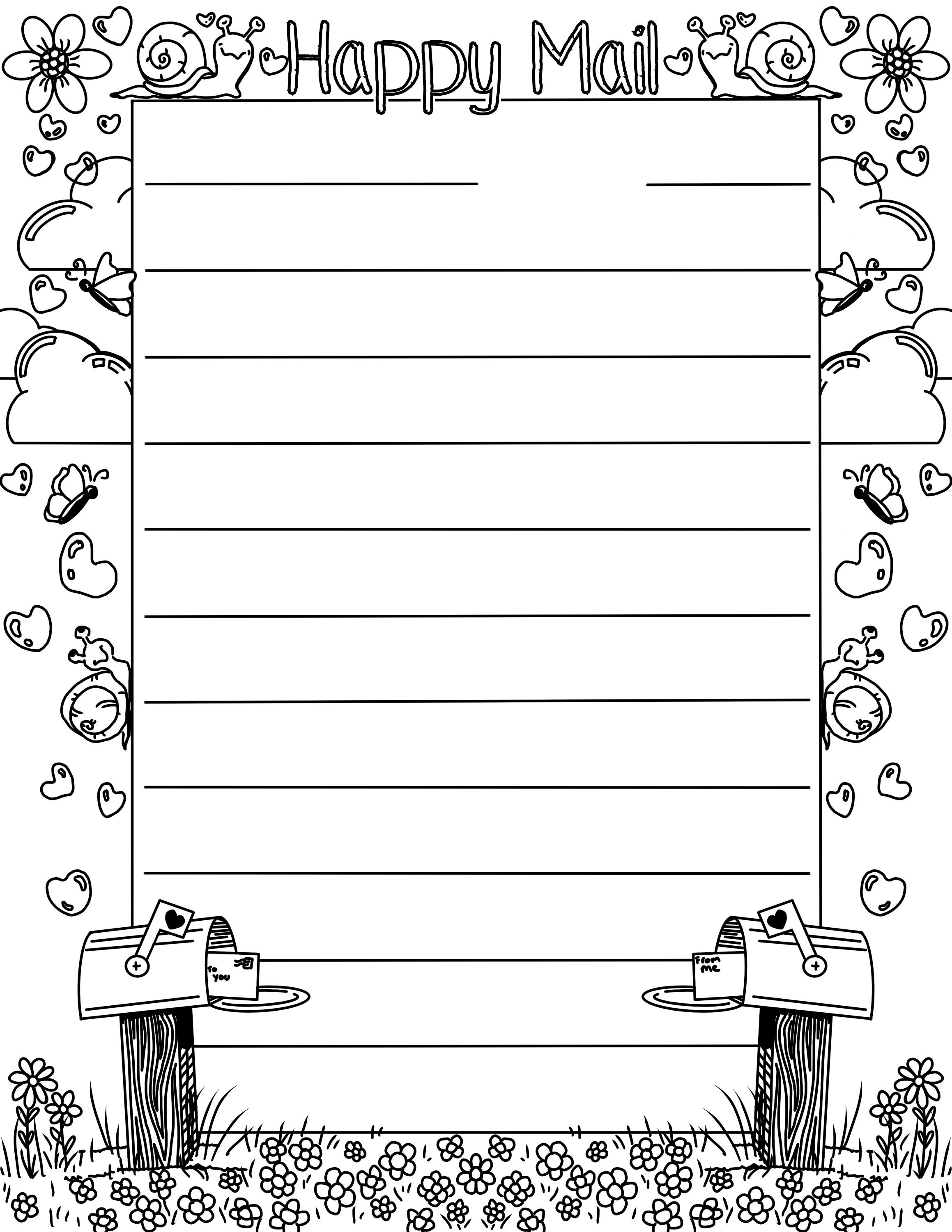 Printable Happy Mail Stationary, Pen Pal Stationary, Instant Download ...