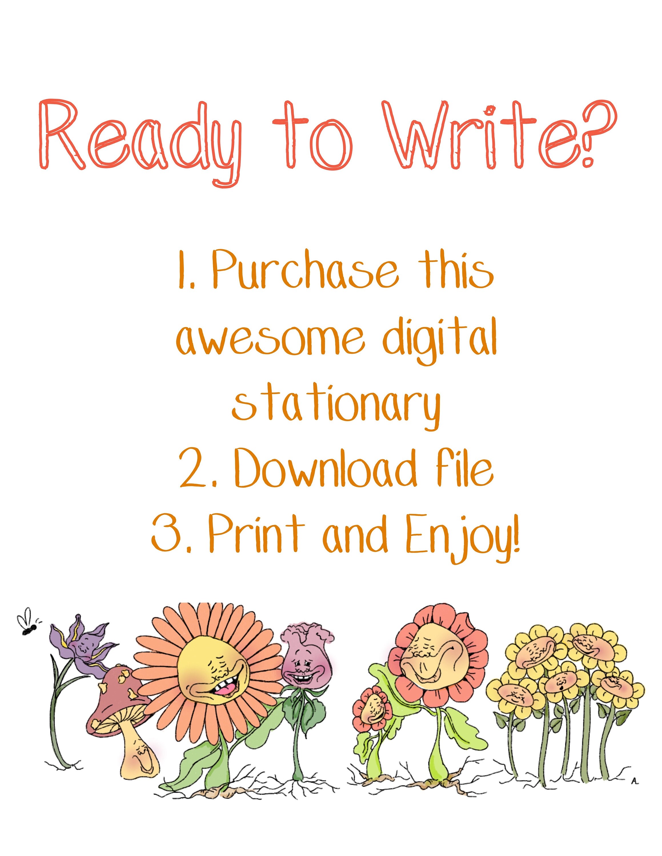 Instant Download and Print Stationary, Printable Wildflower Stationary ...