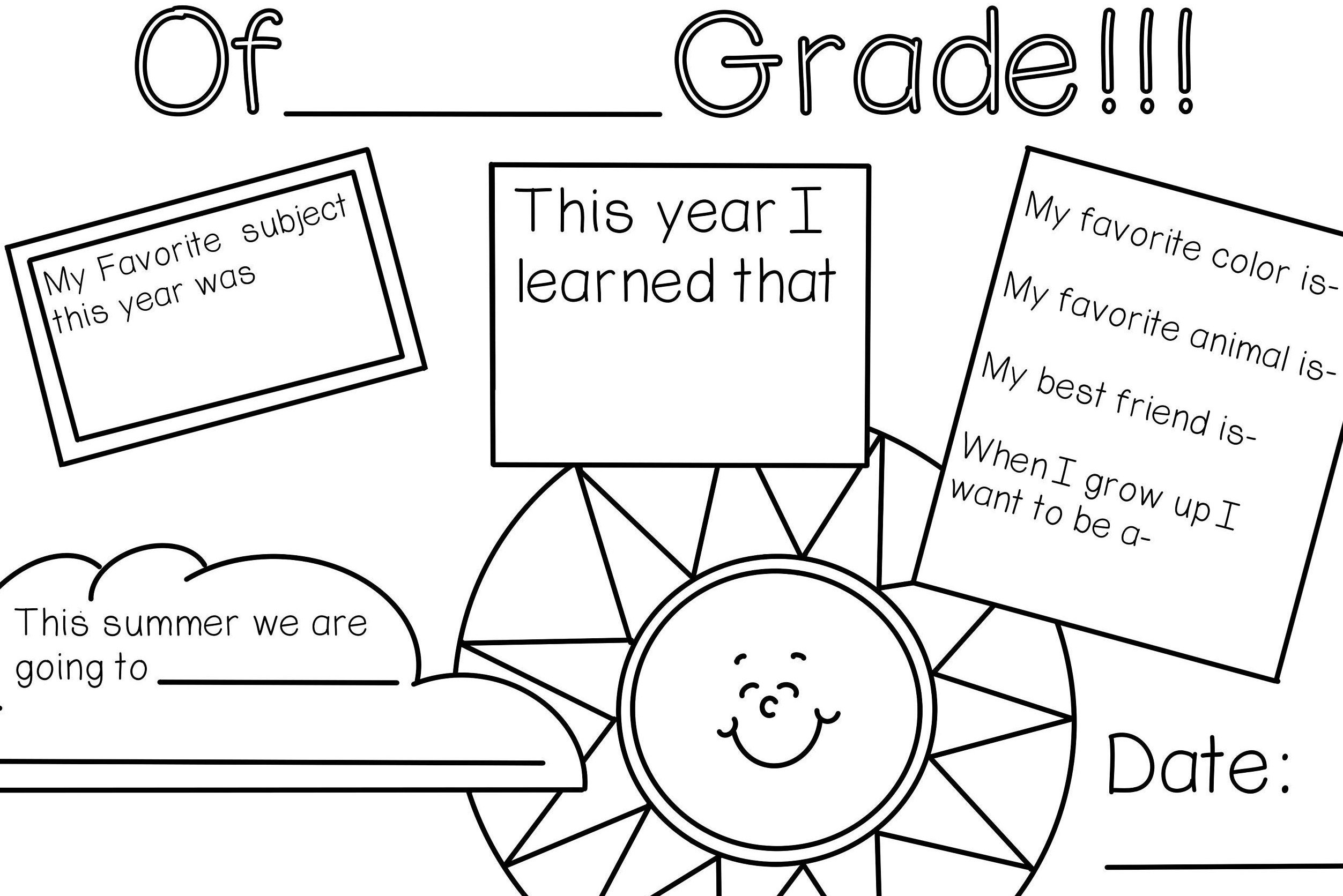 Last Day of School Printable Coloring Page Set, First Day of School ...