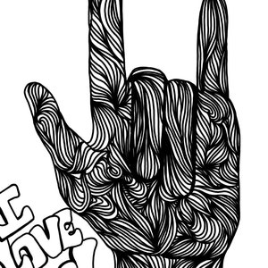 Printable ASL Coloring Page, ASL I Love You Coloring Sheet, Coloring ...