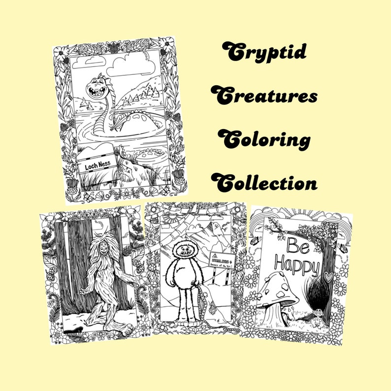 Mythical Creatures Printable Coloring Sheets, Loch Ness Monster, Yeti ...