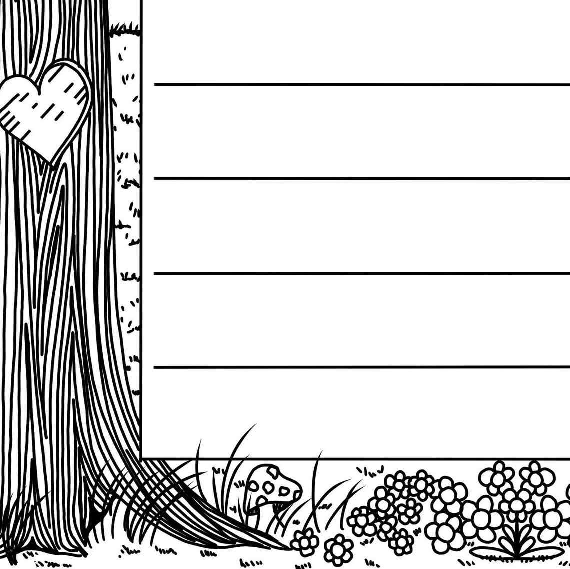 Instant Download, Printable Coloring Page, Printable Stationary, Letter ...