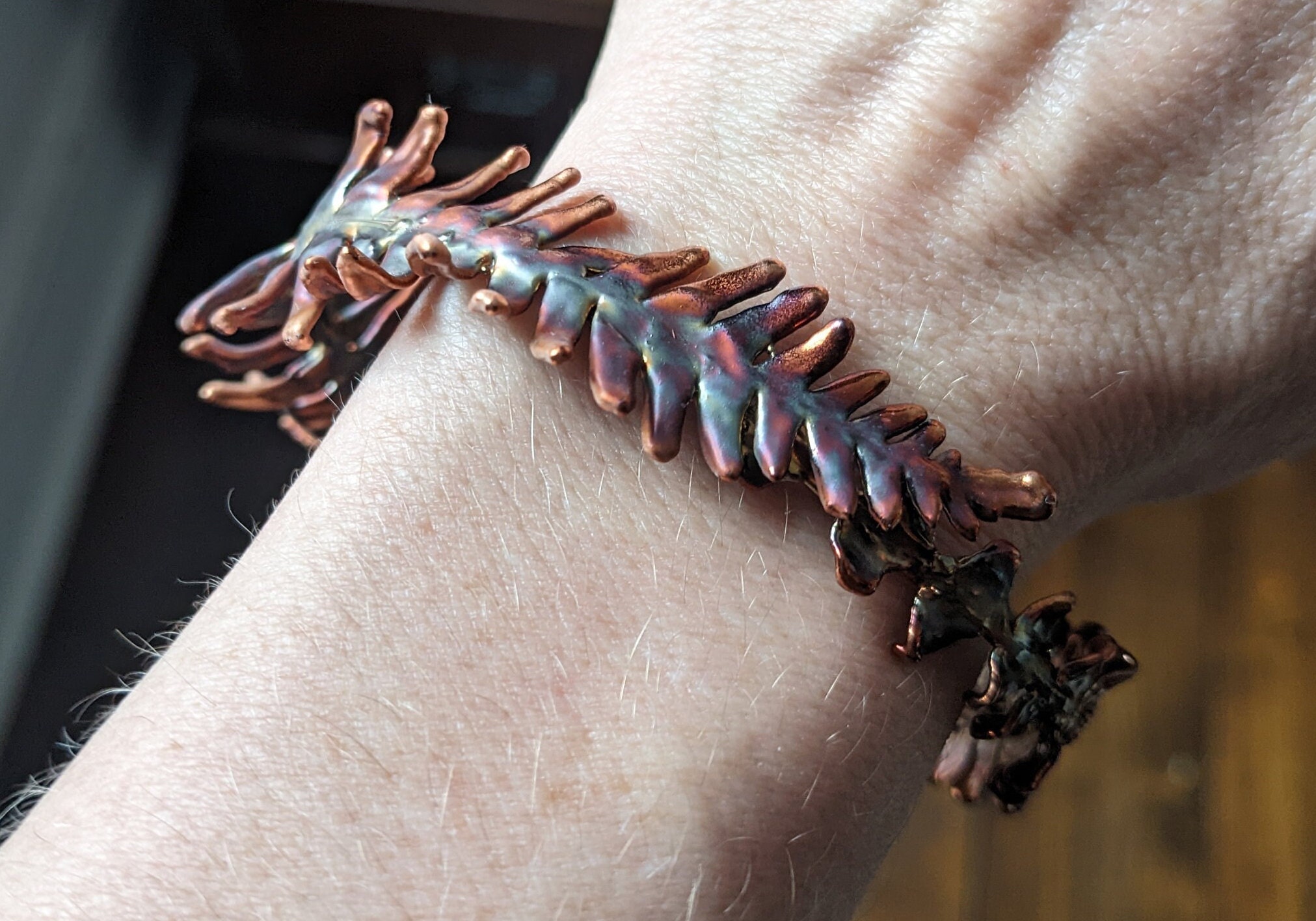 Real Deer Fern Leaf Electroformed in Copper. Real Leaf Copper Bracelet ...