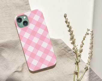 Pink Checkered Phone Case - Etsy