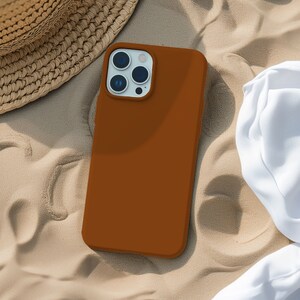 Saddle Brown Coffee Minimalist Aesthetic Tough Phone Case iPhone 15 14 ...