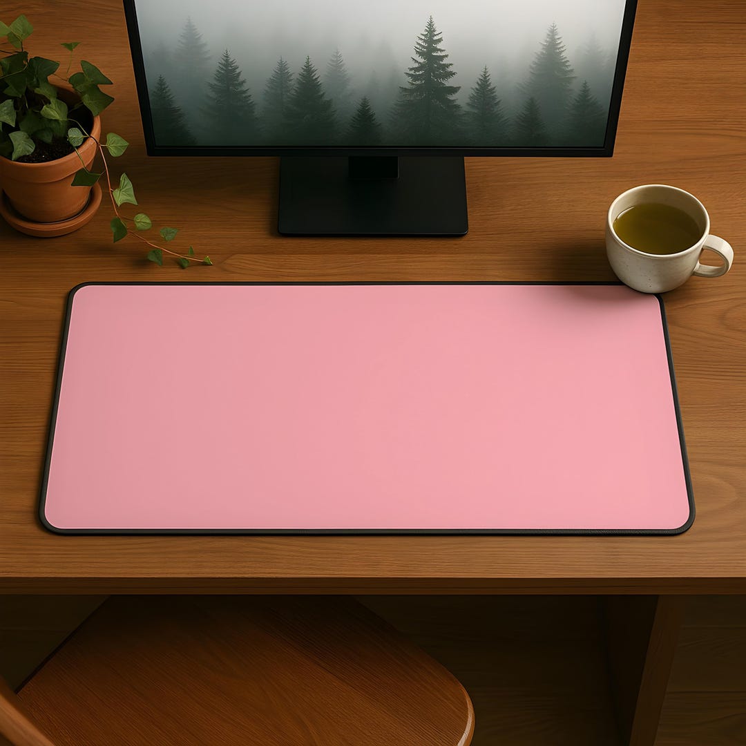 Pink Solid Aesthetic Desk Mat | Minimalist Mousepad | Girly Large Desk ...