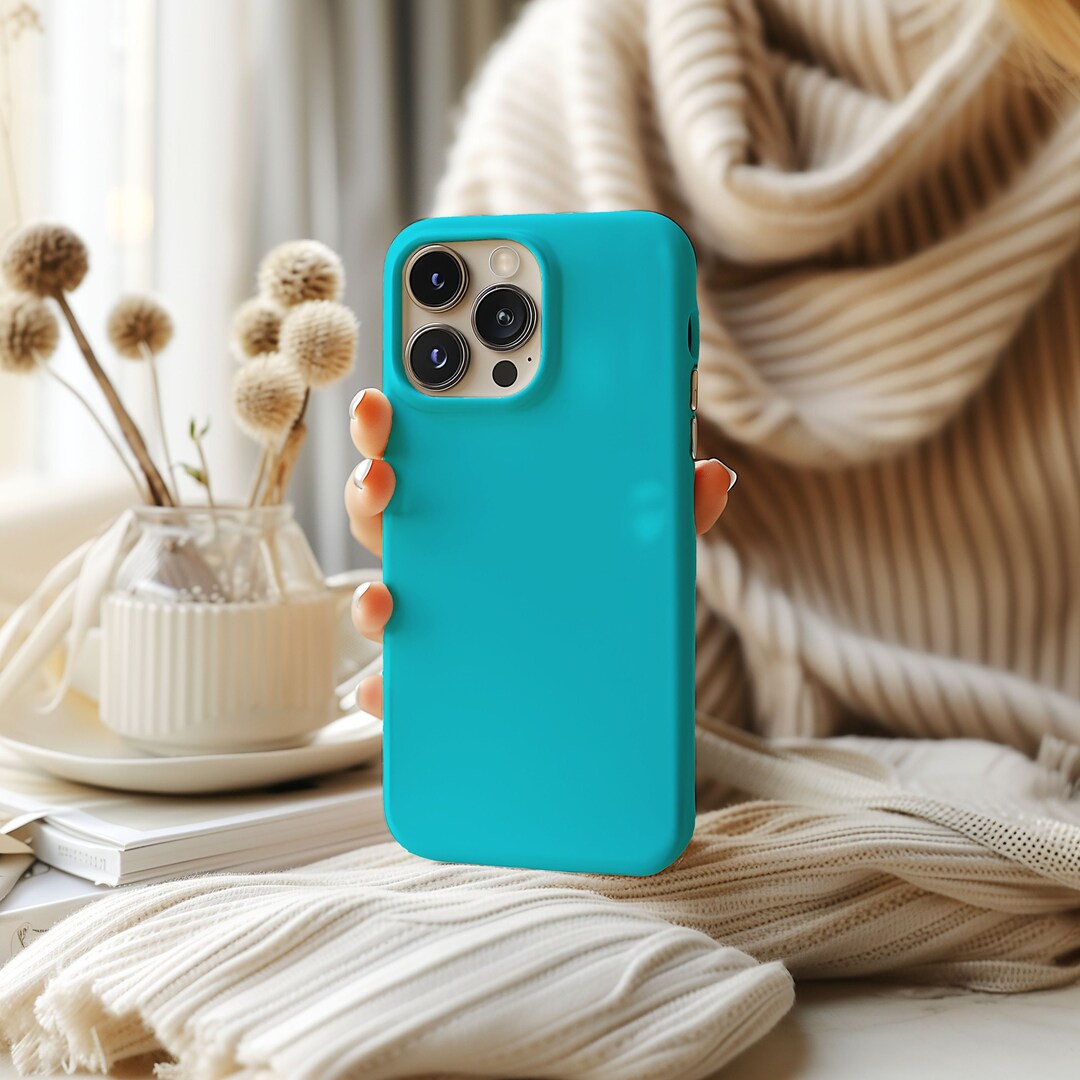 Blue Turquoise Minimalist Aesthetic Tough Phone Case iPhone 16 16e 15 ...