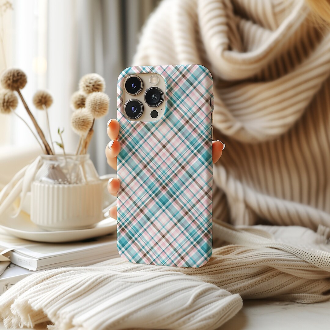 Plaid Grid Checkered Aesthetic Phone Case iPhone 16 16e 15 14 13 12 ...