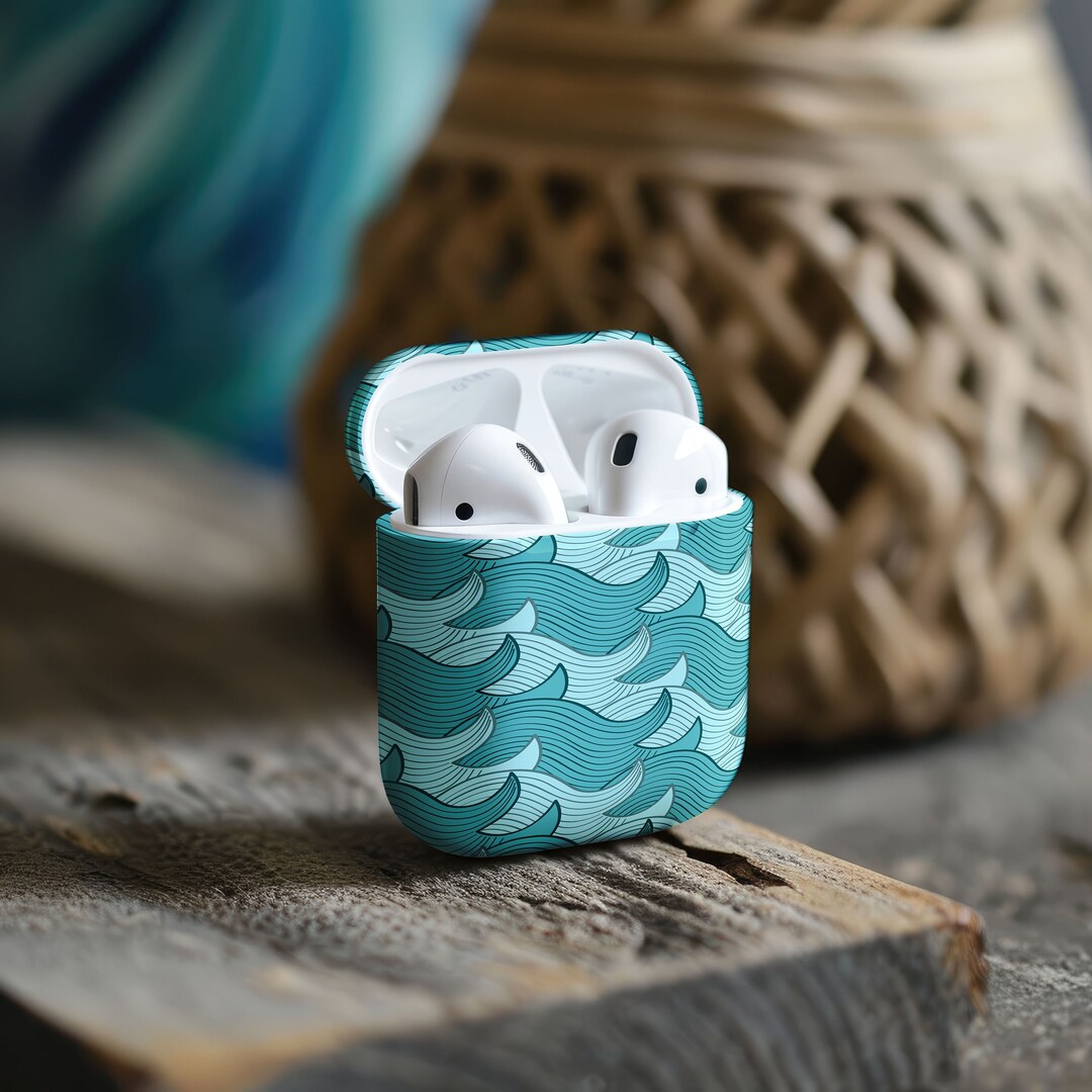 Blue Japanese Waves Cute Luxury Designer Airpods 1 2 Pro Case With ...