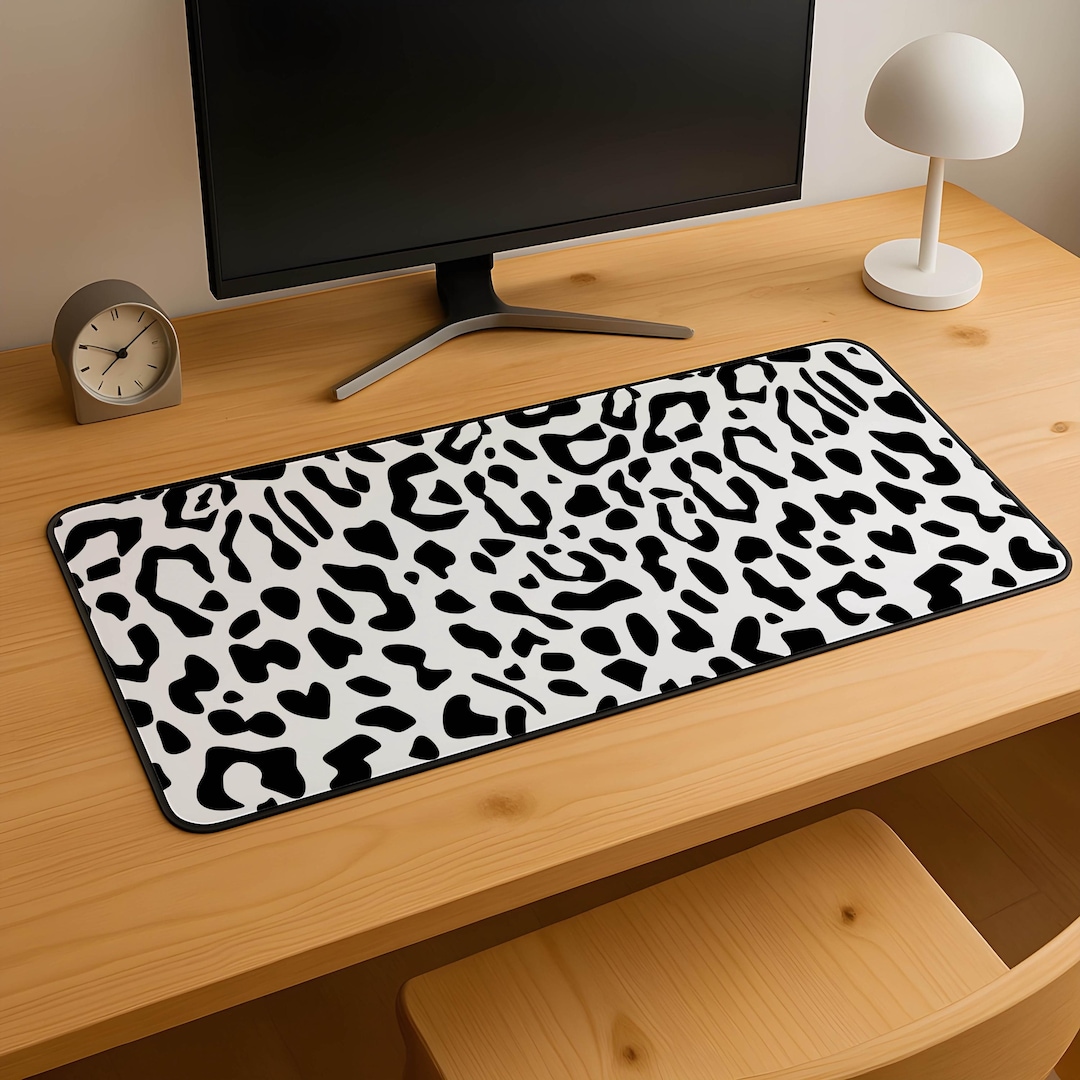 Cow Animal Print Desk Mat | Aesthetic Dalmatian Minimalist Mousepad ...