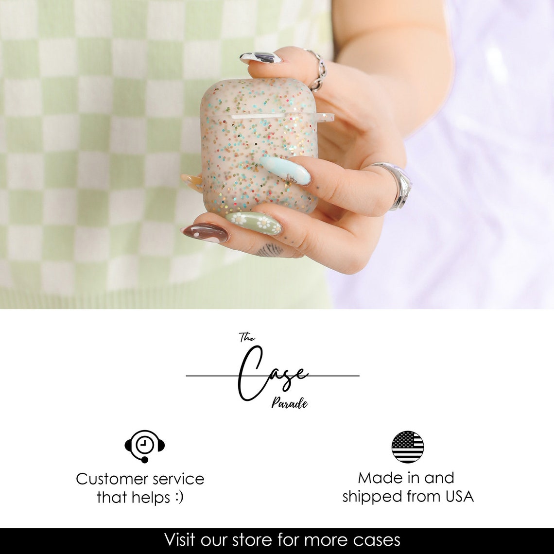 Sage Green Cute Aesthetic Airpods 1 2 Pro Case With Keychain - Etsy