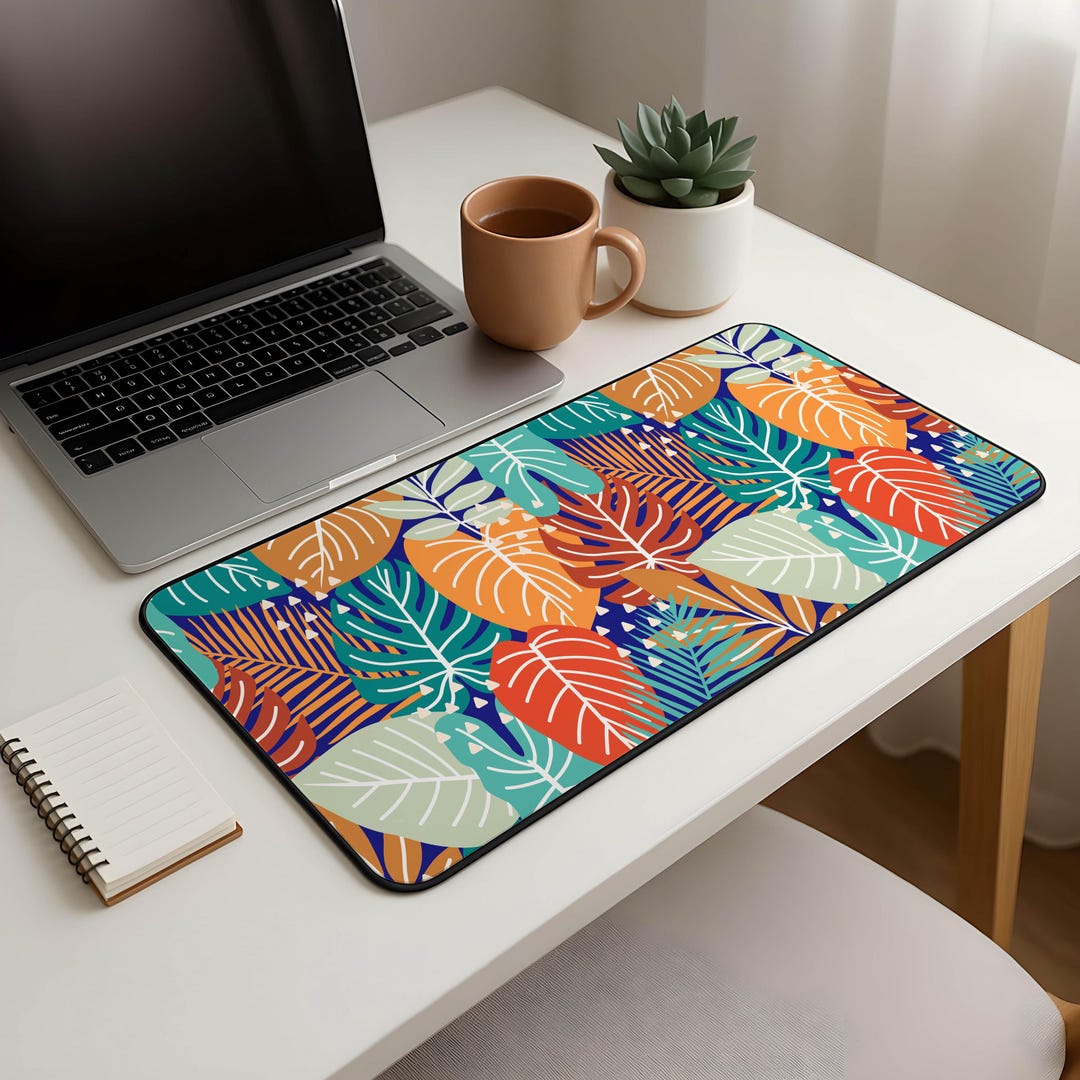 Fall Floral Botanical Desk Mat | Aesthetic Gaming Desk Mat | Kawaii ...