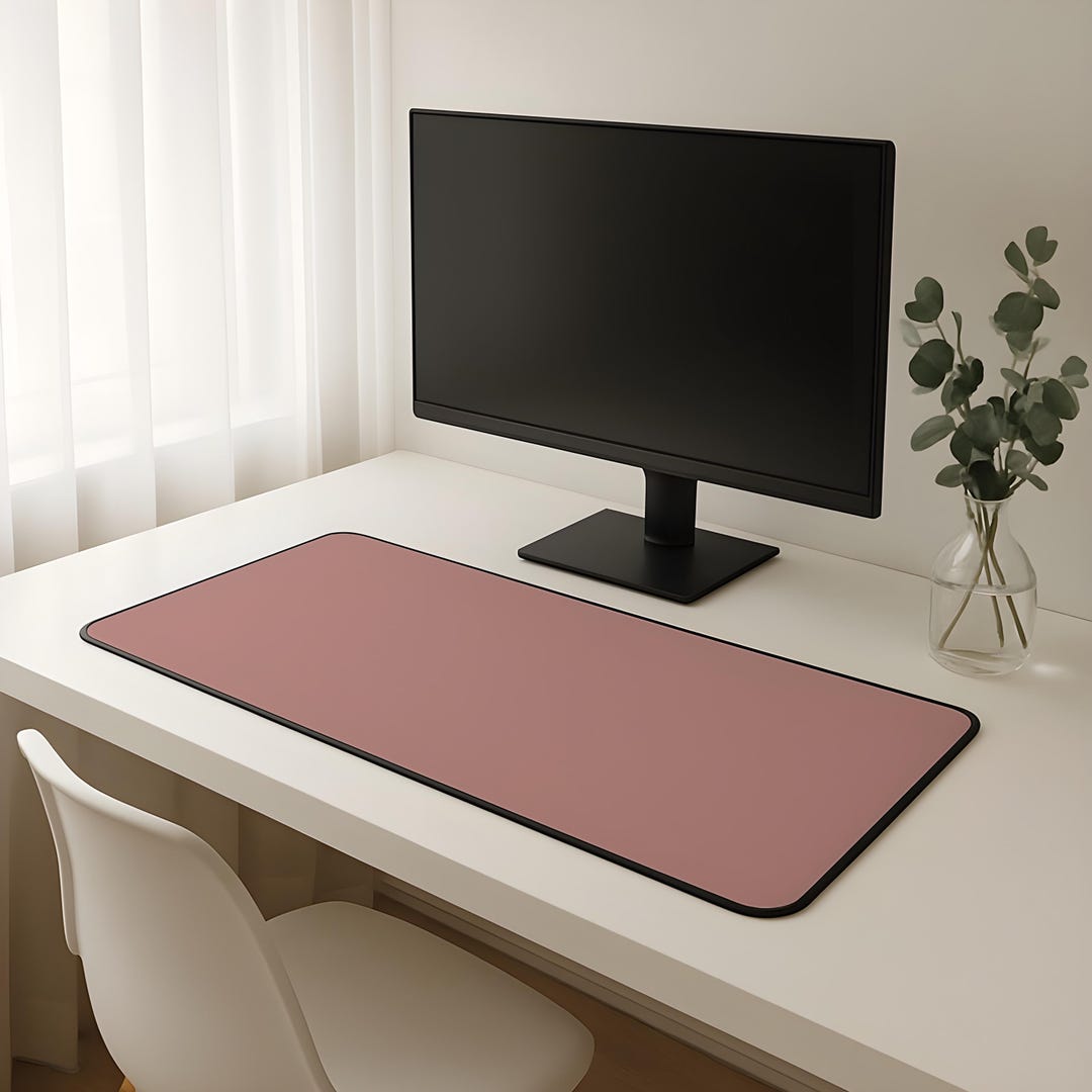 Beige Brown Solid Aesthetic Desk Mat | Lofi Minimalist Mousepad | Large ...