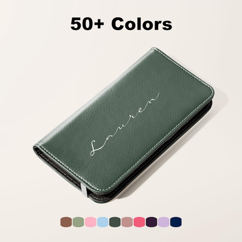 Custom Personalized Name Wallet Phone Case, Vegan Leather Card Holder ...