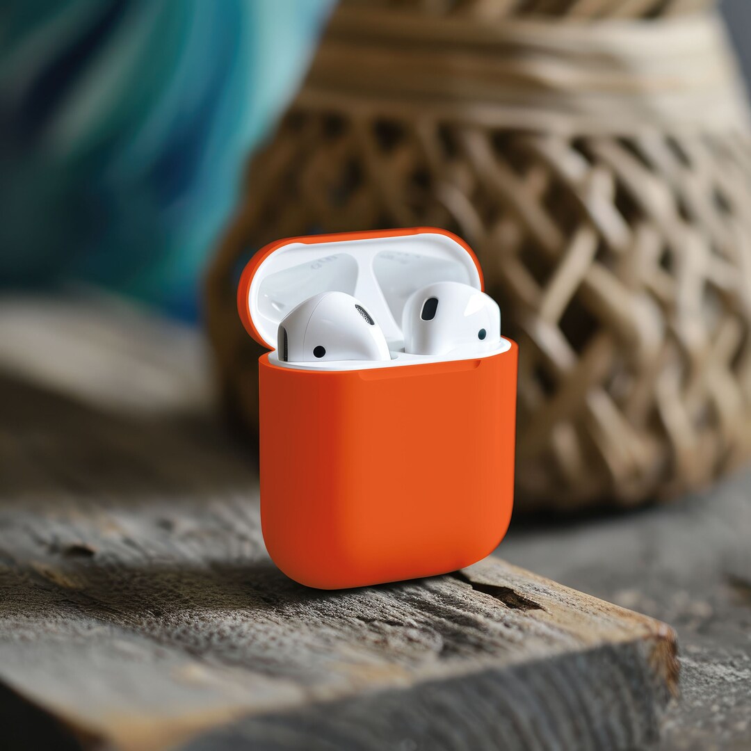 Orange Cute Aesthetic Airpods 1 2 Pro Case With Keychain, 1st 2nd Gen ...