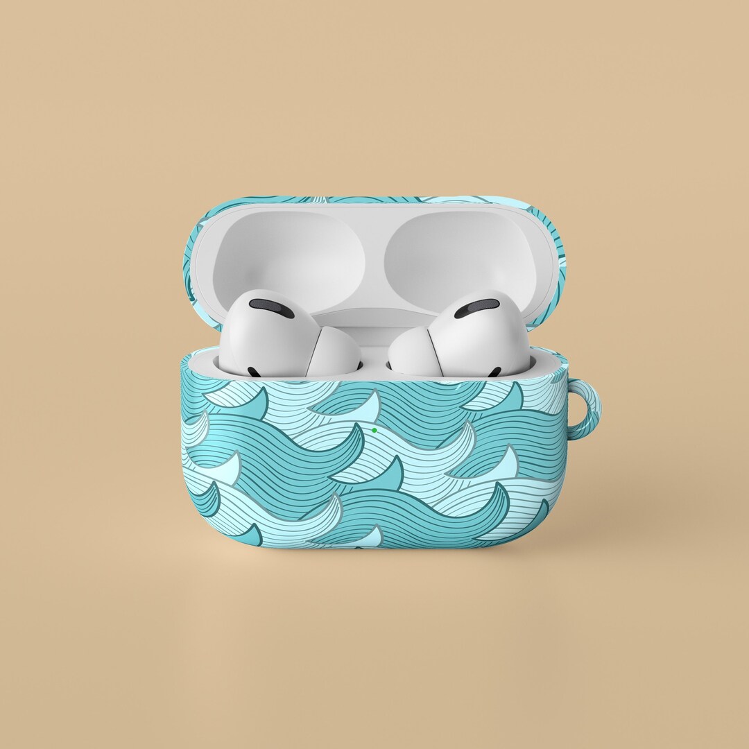 Blue Japanese Waves Cute Luxury Designer Airpods 1 2 Pro Case With ...