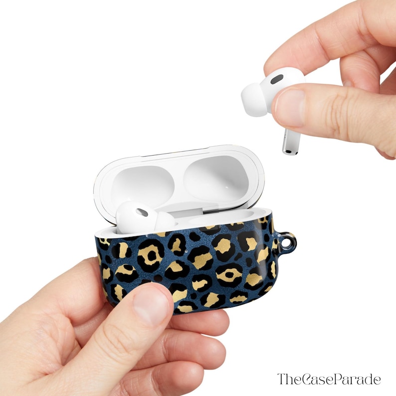 Blue Leopard Cool Airpods 1 2 3 4 Pro Case With Keychain | Cute Unique ...