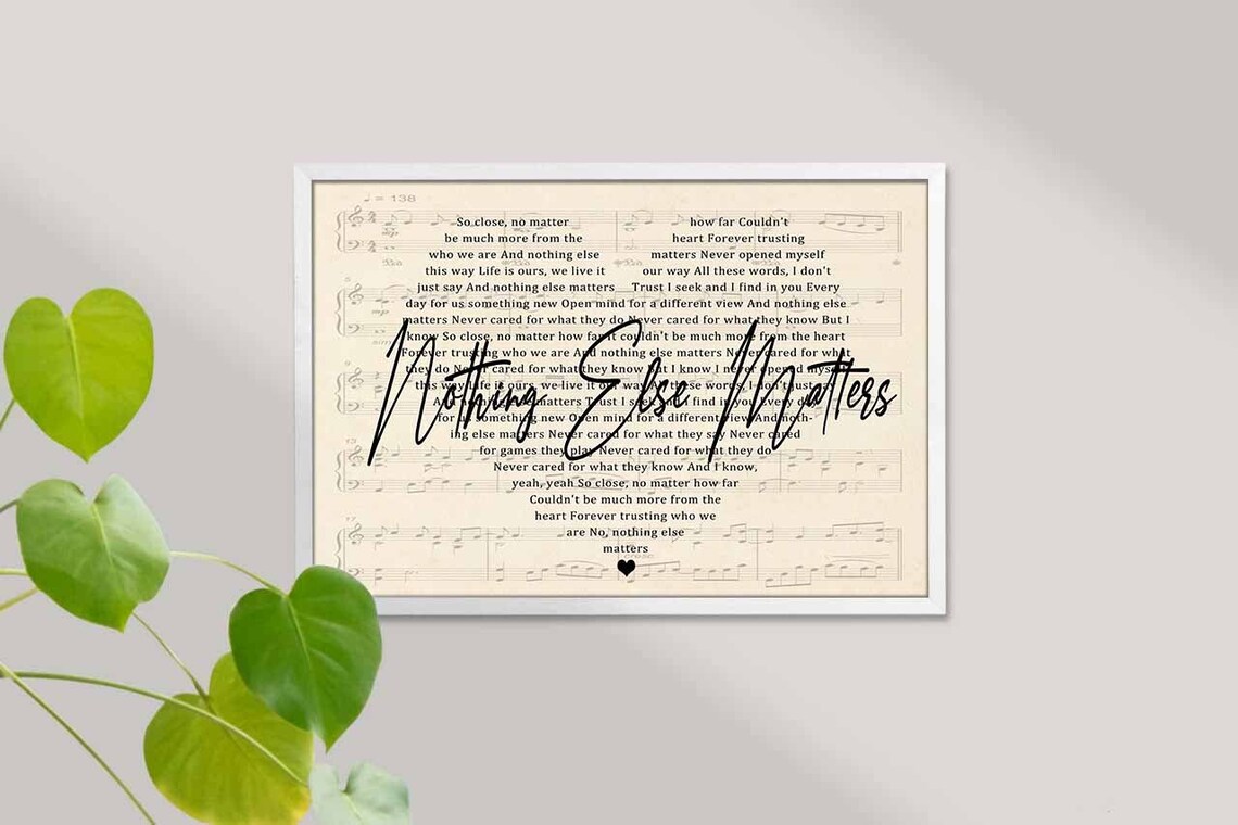 Nothing Else Matters Lyrics Poster Lyric Wall Decor | Etsy