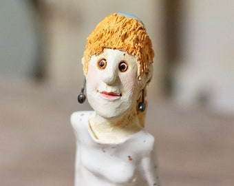 Ceramic Woman Sculpture, Ceramic Figurine, Clay Girl Figurine, Piece of ...
