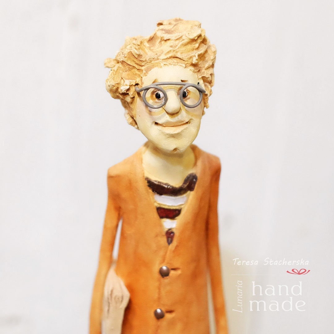 Ceramic Figure Librarian, Ceramic Sculpture, Unique Piece of Art ...
