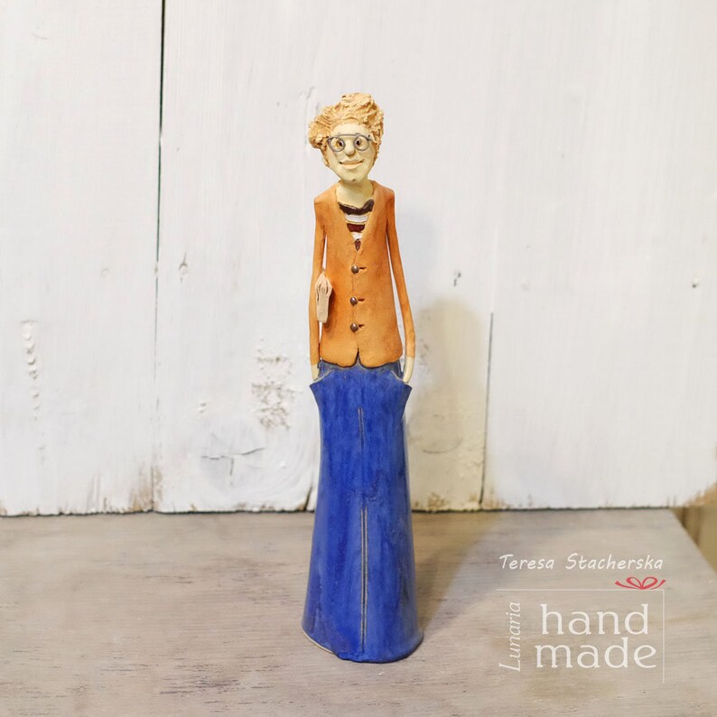 Ceramic Figure Librarian, Ceramic Sculpture, Unique Piece of Art ...