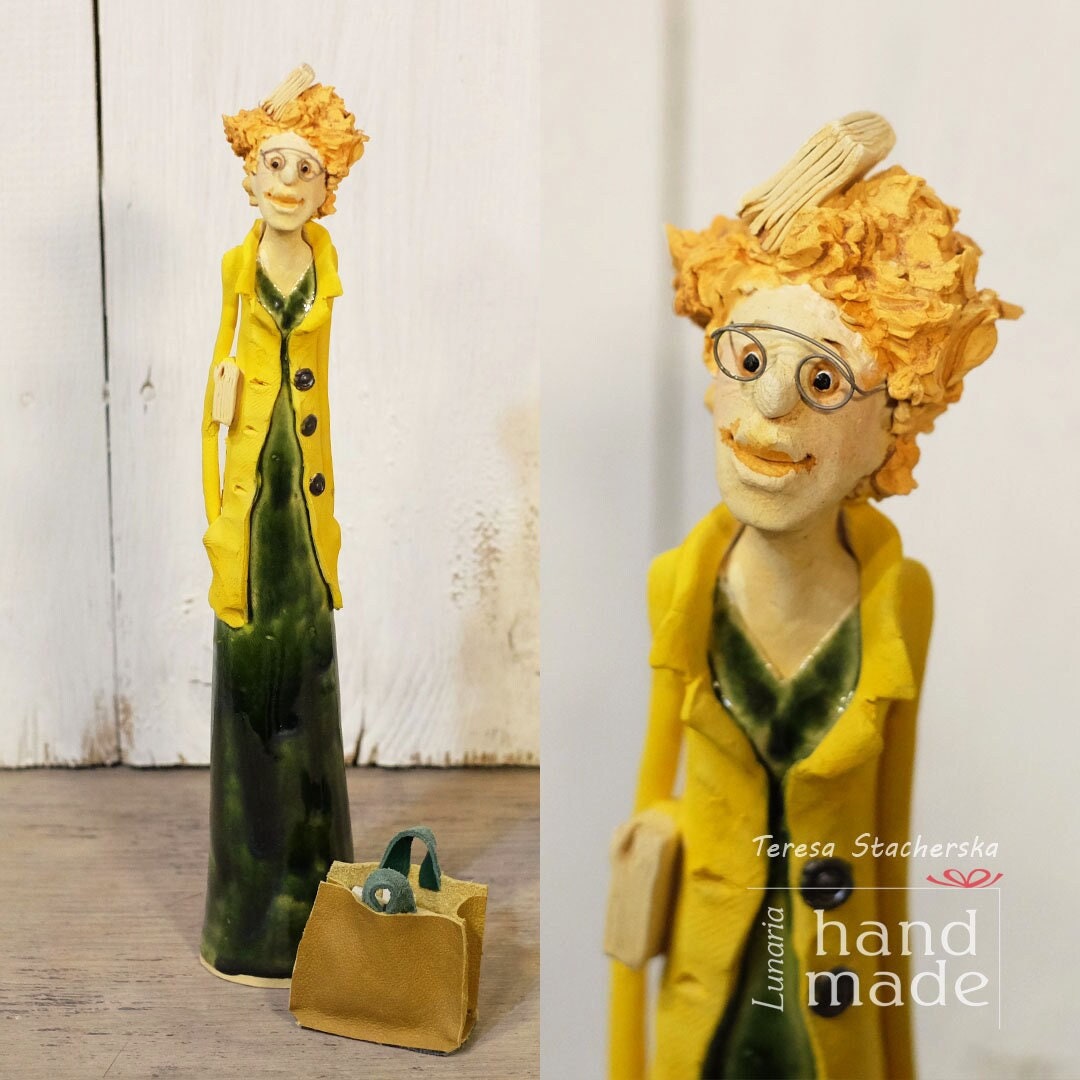 Ceramic Sculpture, Pottery Handmade , Ceramic Woman Figurine With Books ...