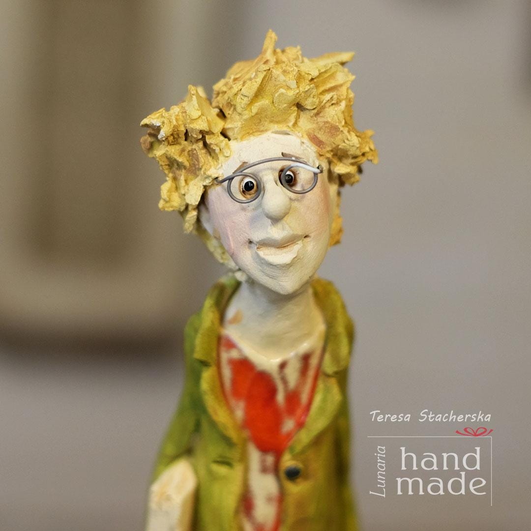 Ceramic Sculpture, Clay Figurine Boy With Books, Hand Made Statue ...