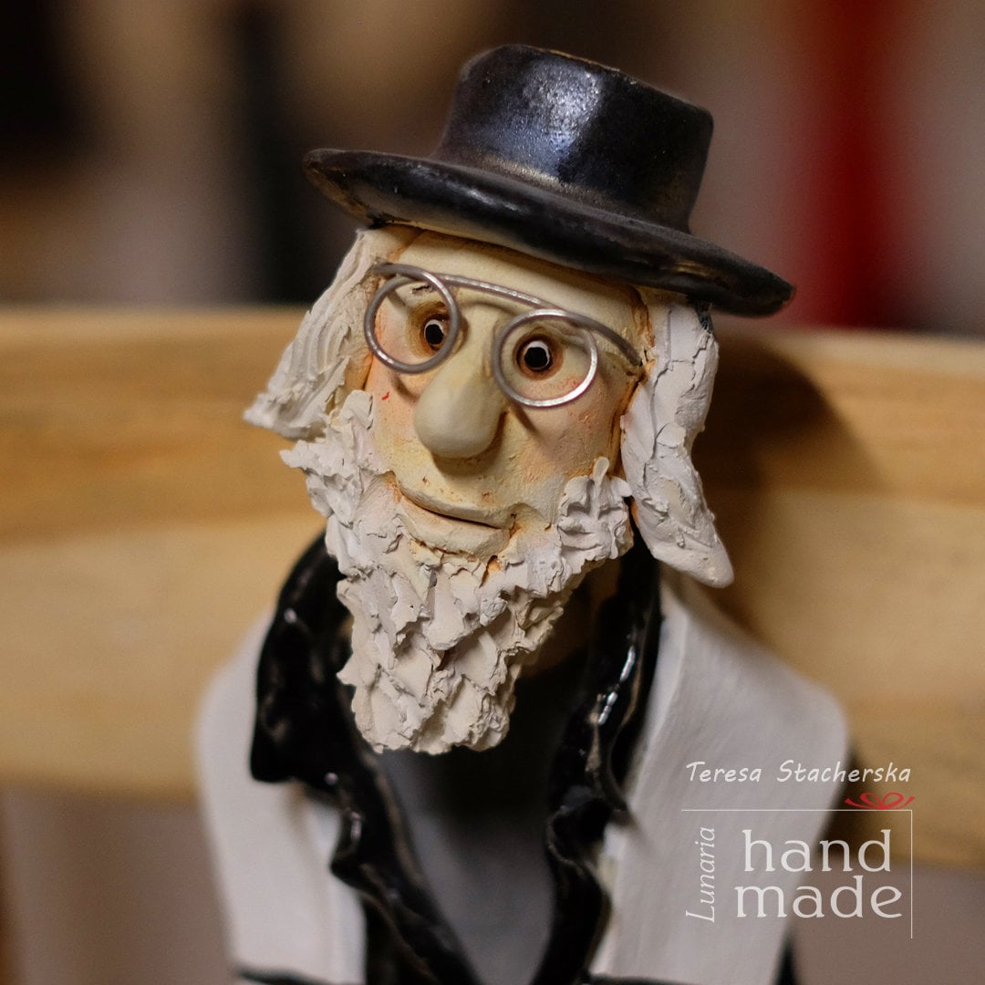 Judaica, Jew Figurine, Ceramic Sculpture, Sitting Jewish Man, Ceramic ...