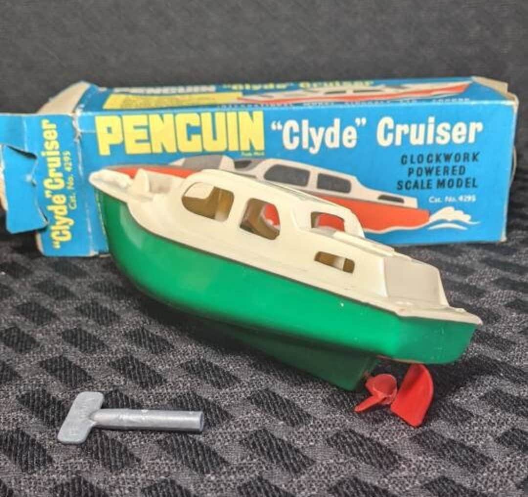 Tri-ang Penguin "clyde" Cruiser. Vintage Wind up Boat With Original Box ...