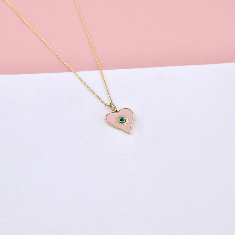 Evil Eye Heart Necklace Heart Necklace Gold Plated Evil Eye - Etsy