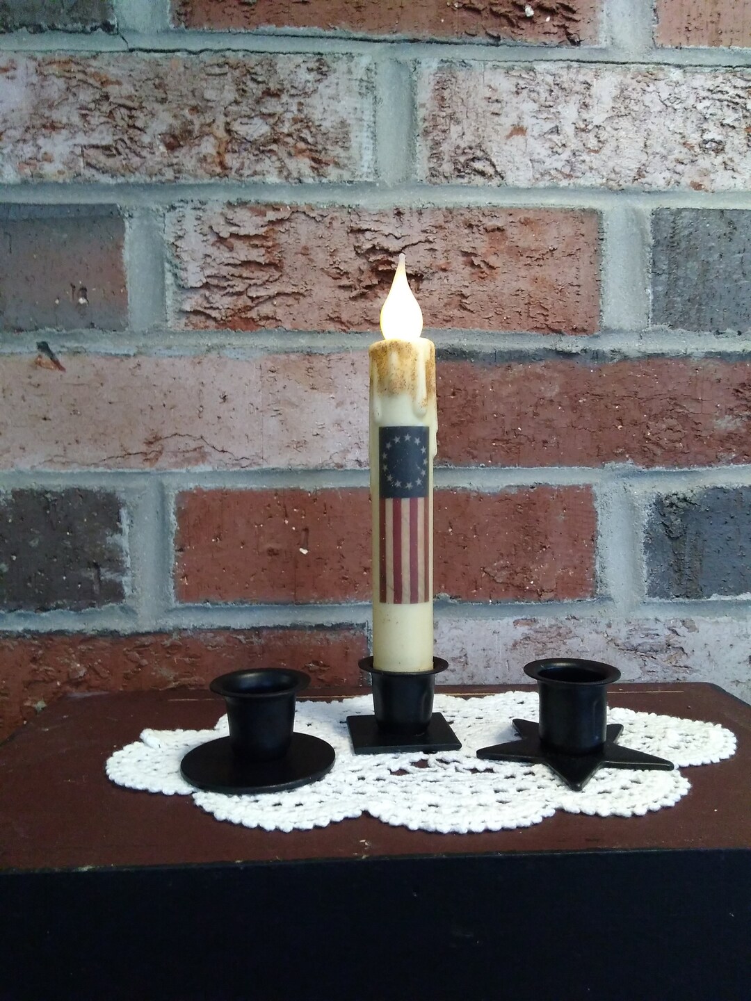 Taper Candle, Betsy Ross Flag Candle, Rustic Candle, Timer Candle - Etsy
