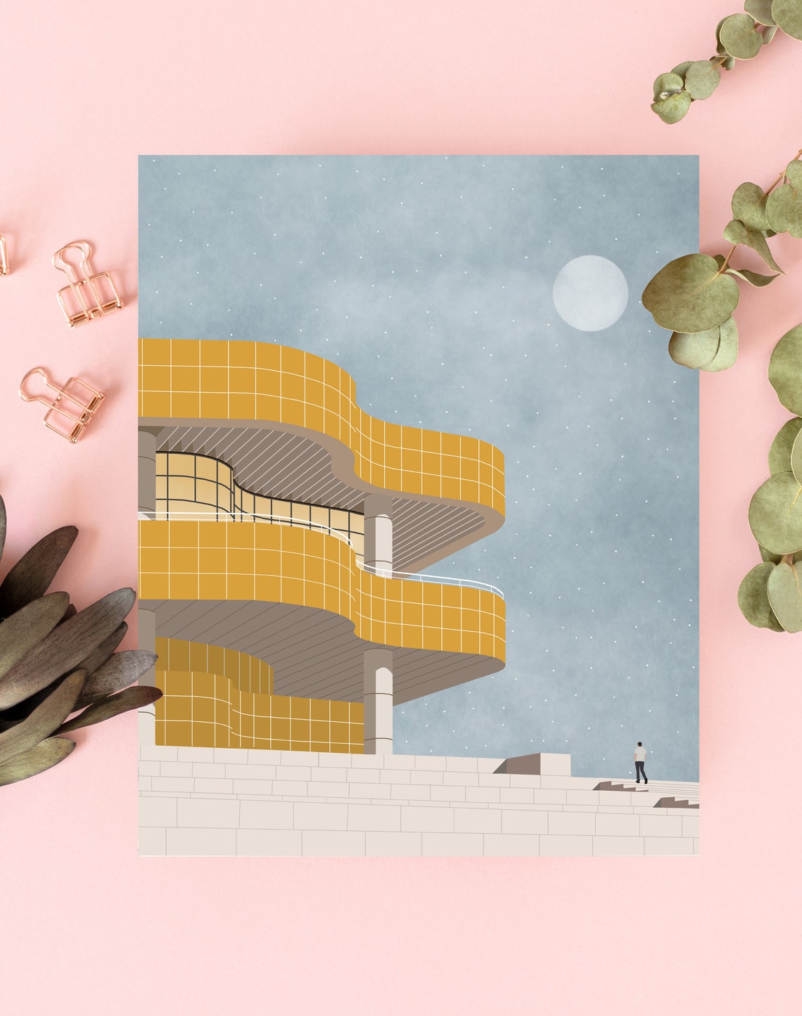 Getty Center Illustration Architecture Los Angeles LA Art | Etsy