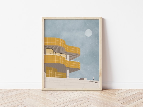 Getty Center Illustration Architecture Los Angeles LA Art | Etsy