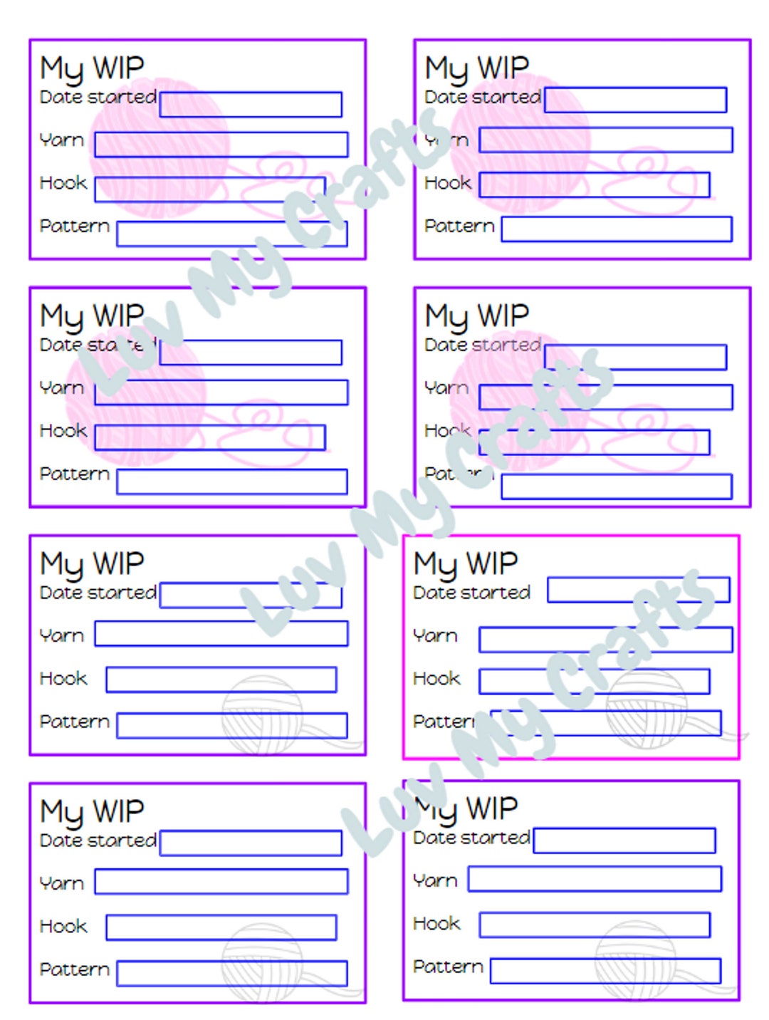 Work in Progress Tags, Printable PDF to Keep Track of Projects - Etsy
