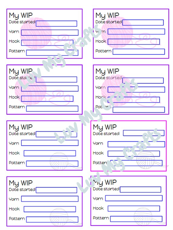 Work in Progress Tags Printable PDF to Keep Track of Projects | Etsy
