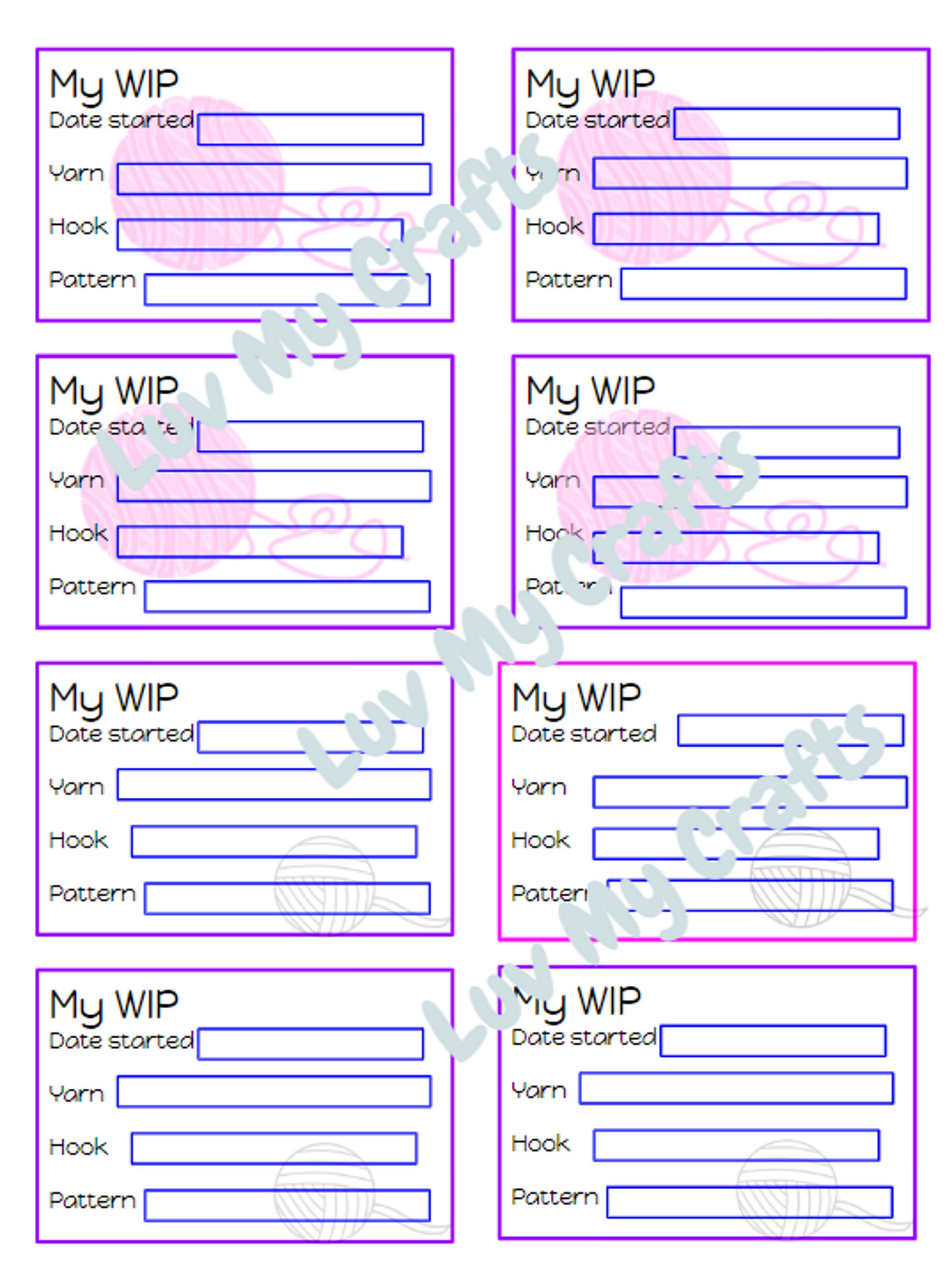 Work in Progress Tags Printable PDF to Keep Track of Projects - Etsy