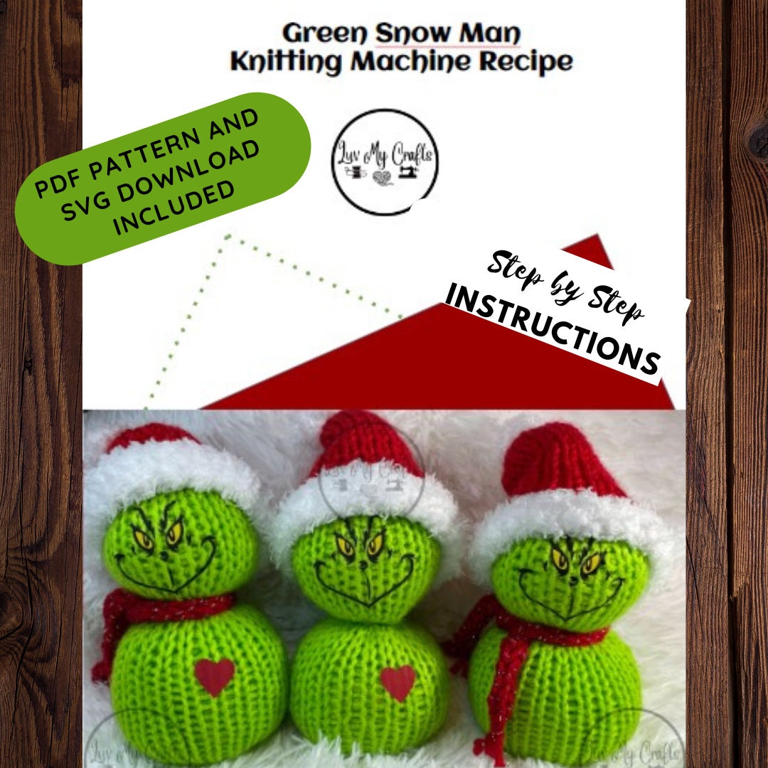 Machine Knit Green Snowman-pdf Addi/sentro Pattern With Video Tutorial ...