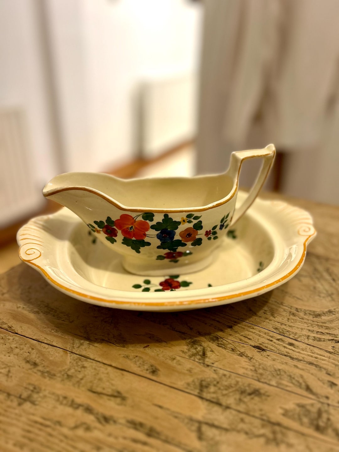ADAMS Titian Ware Hand Painted Vintage Floral Gravy Boat & Saucer - Etsy