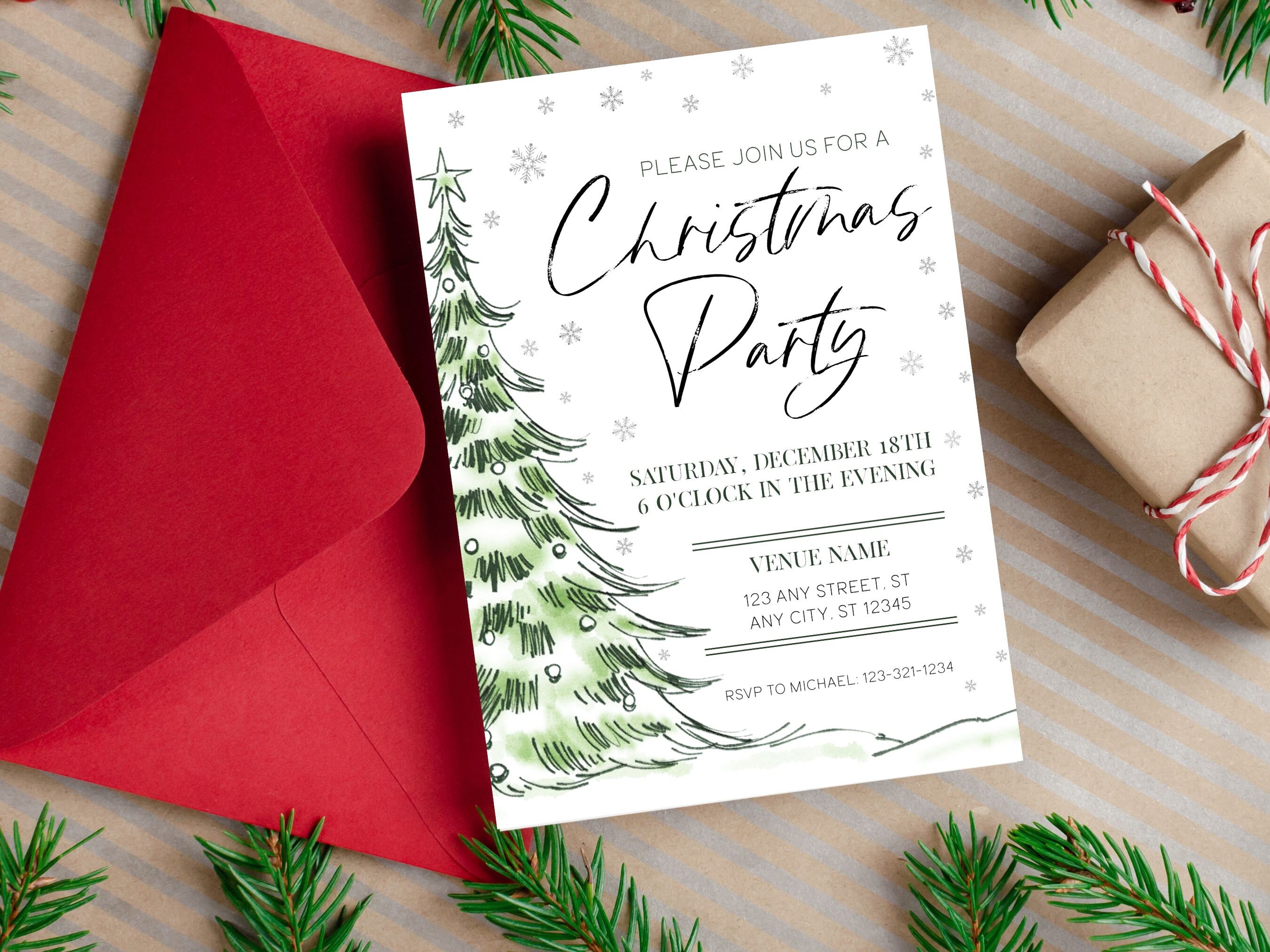 Snowy Christmas - Editable Christmas Party Invitation: Holiday Party ...