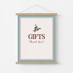 One Lucky Duck Gift Table Sign, Editable Template, Duck Hunting Gift ...