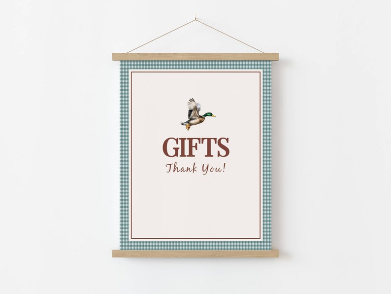 One Lucky Duck Gift Table Sign, Editable Template, Duck Hunting Gift ...