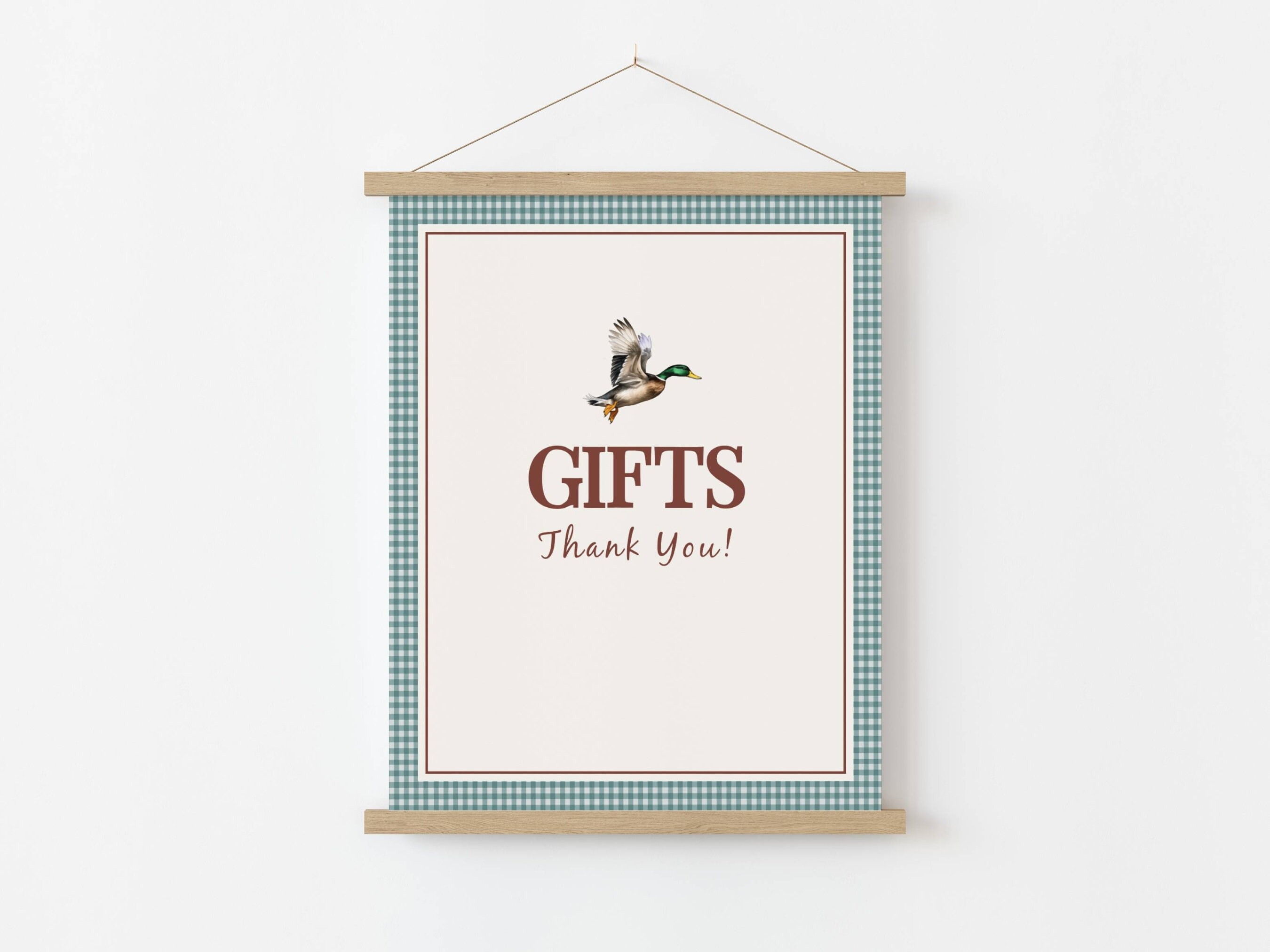 One Lucky Duck Gift Table Sign, Editable Template, Duck Hunting Gift ...