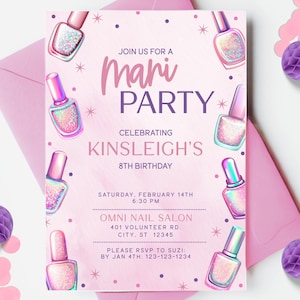 Mani Birthday Party Invitation Template, Spa Day Birthday Party ...