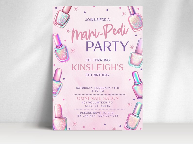 Mani - Pedi Birthday Party Invitation Template, Spa Day Birthday Party ...