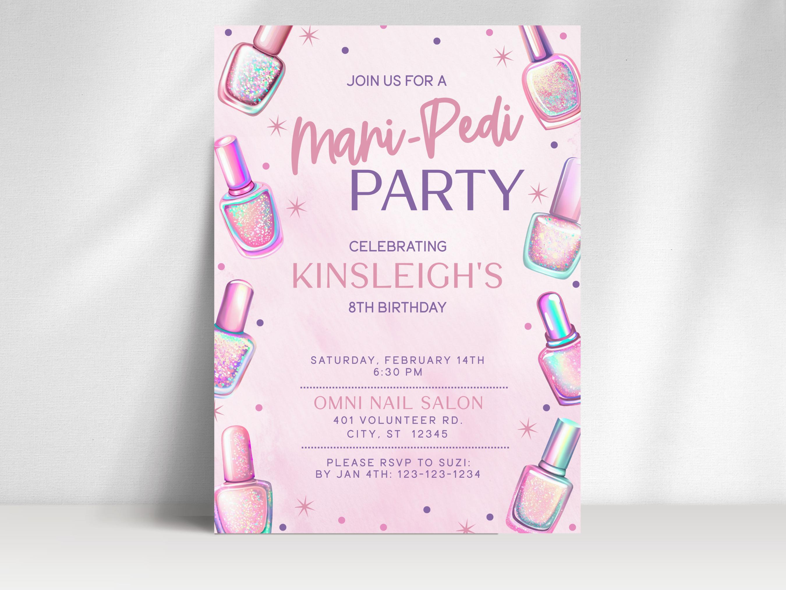 Mani - Pedi Birthday Party Invitation Template, Spa Day Birthday Party ...