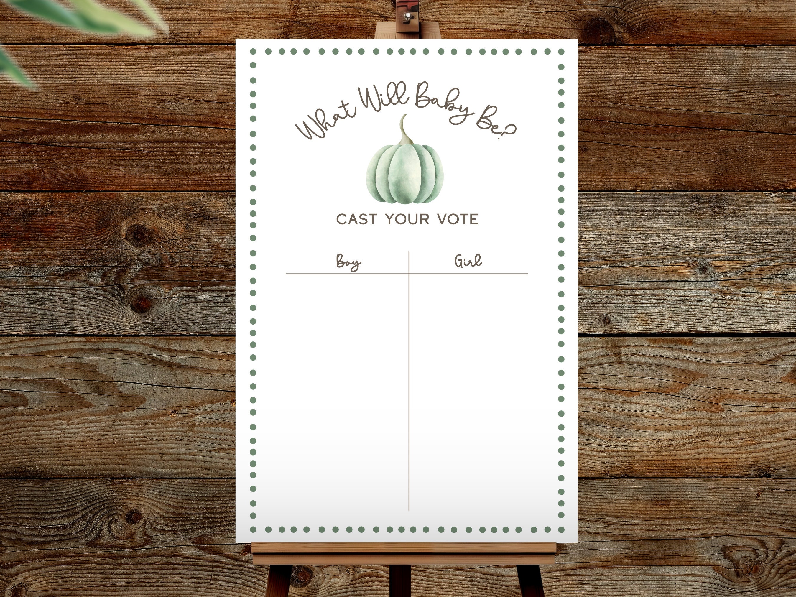 Pumpkin Gender Reveal Voting Poster, Editable Template, Fall Themed ...