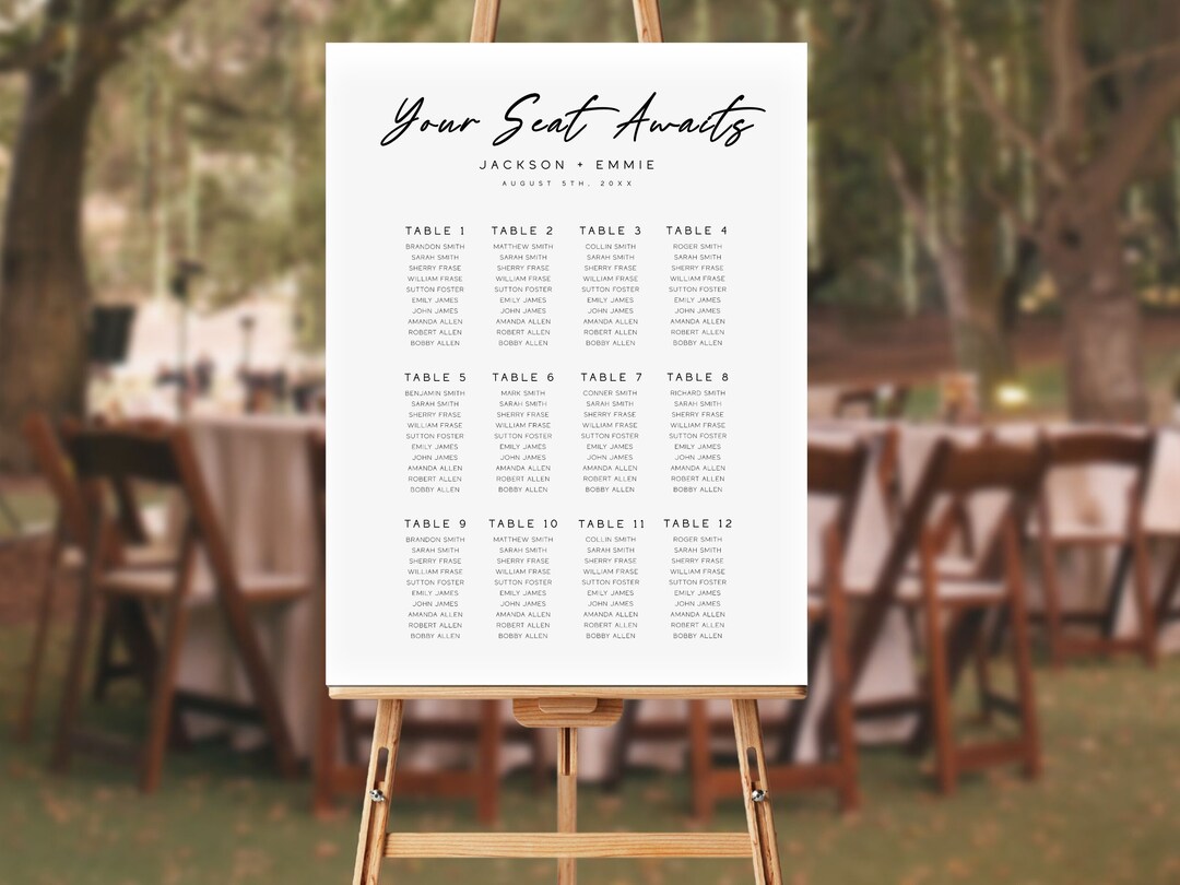 Minimalist Wedding Seating Chart - Your Seat Awaits - Reception Seating ...
