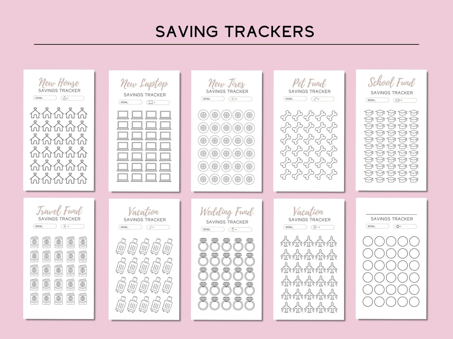 Mini Savings Challenge Bundle, Tracker, 6 X 3.5 Inch Printable Savings ...